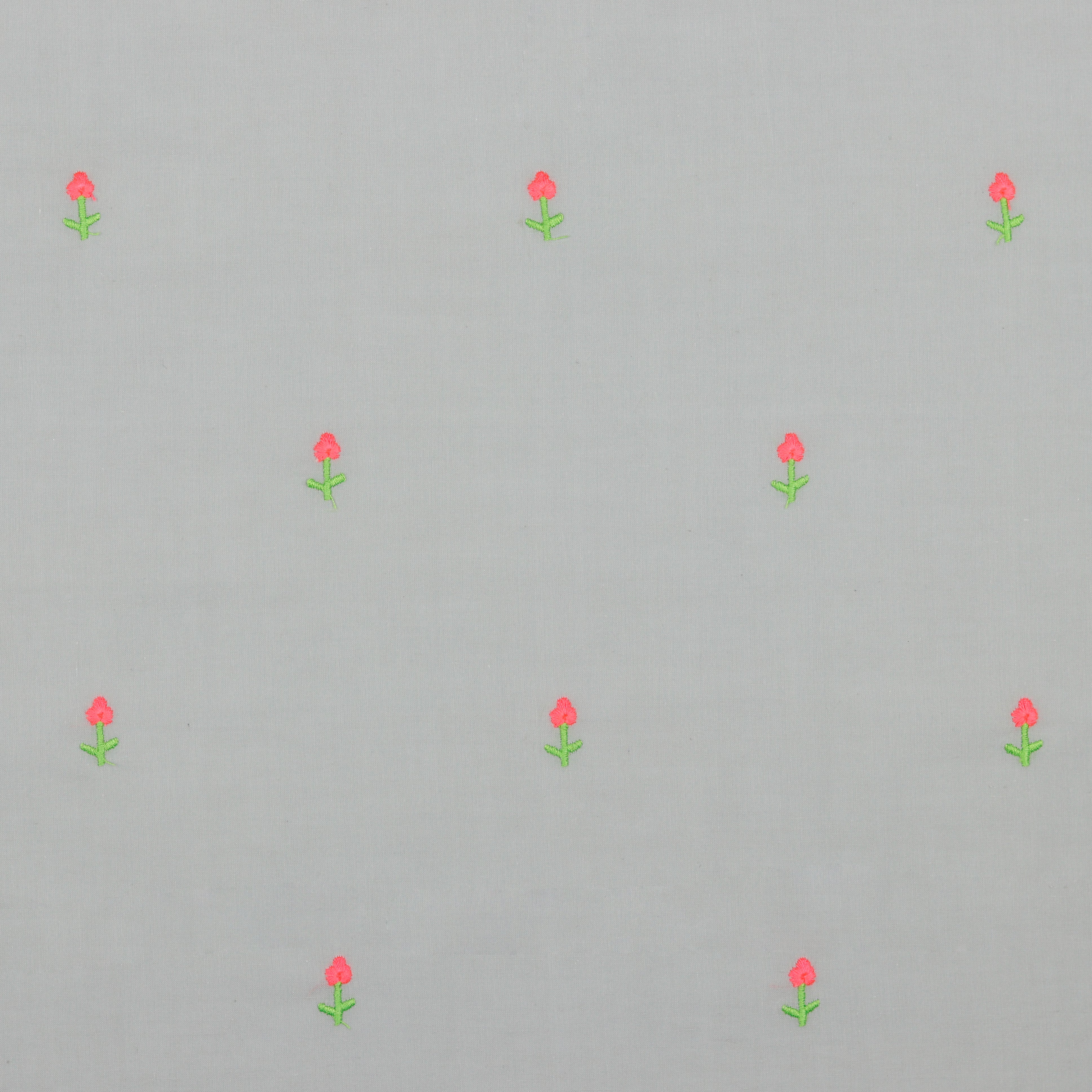 Coupon de 3m de popeline 100% coton "fleurs brodées fluo sur fond gris – C'est du Joly