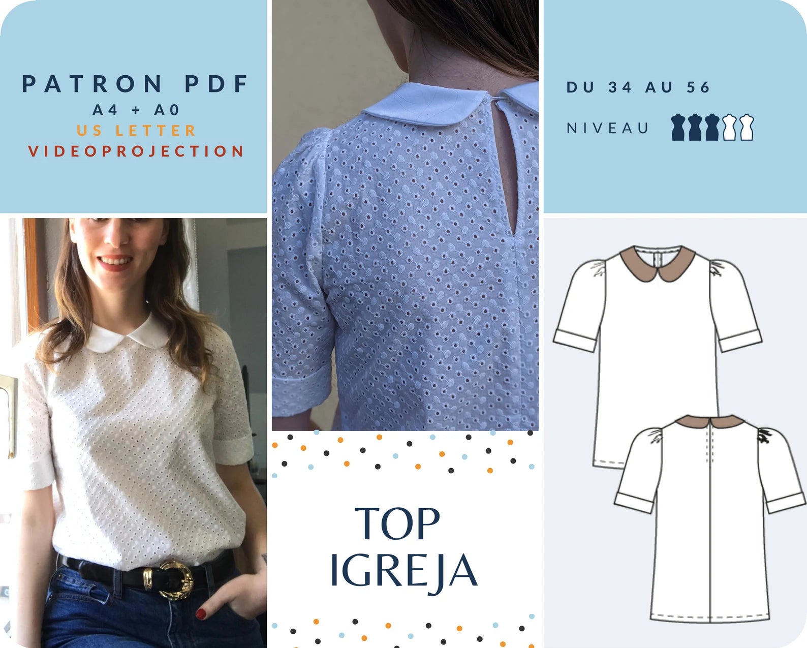 PDF - patron digital du top Igrega de Lamericana du 34 au 56 (Fr) – C'est du Joly