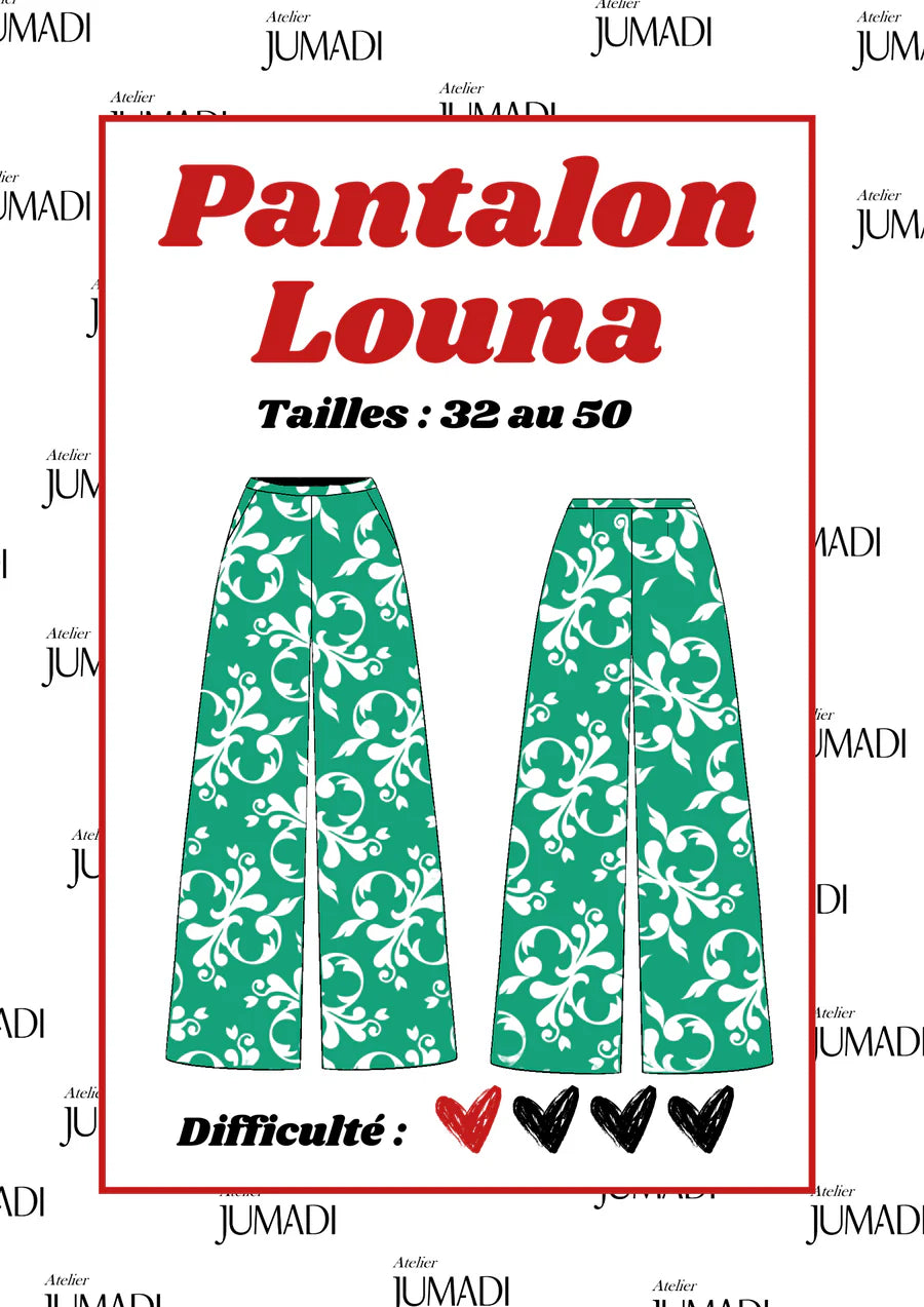 PDF - Patron digital du pantalon Louna de Atelier Jumadi (32 à 50) - f ...