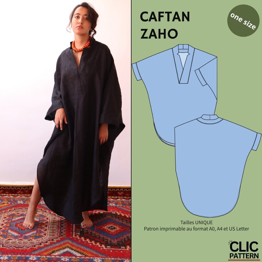 PDF - Patron digital du caftan Zaho de Clic Pattern taille unique (fr ...