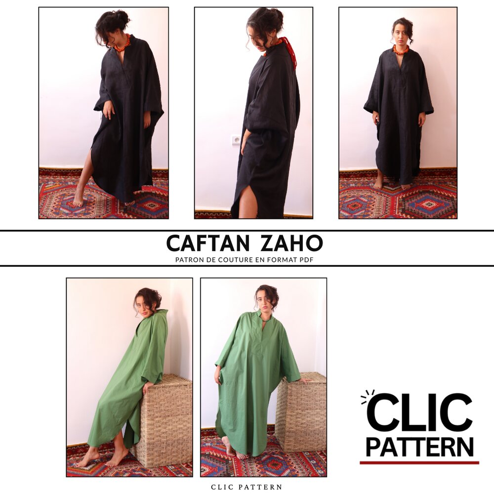 PDF - Patron digital du caftan Zaho de Clic Pattern taille unique (fr ...