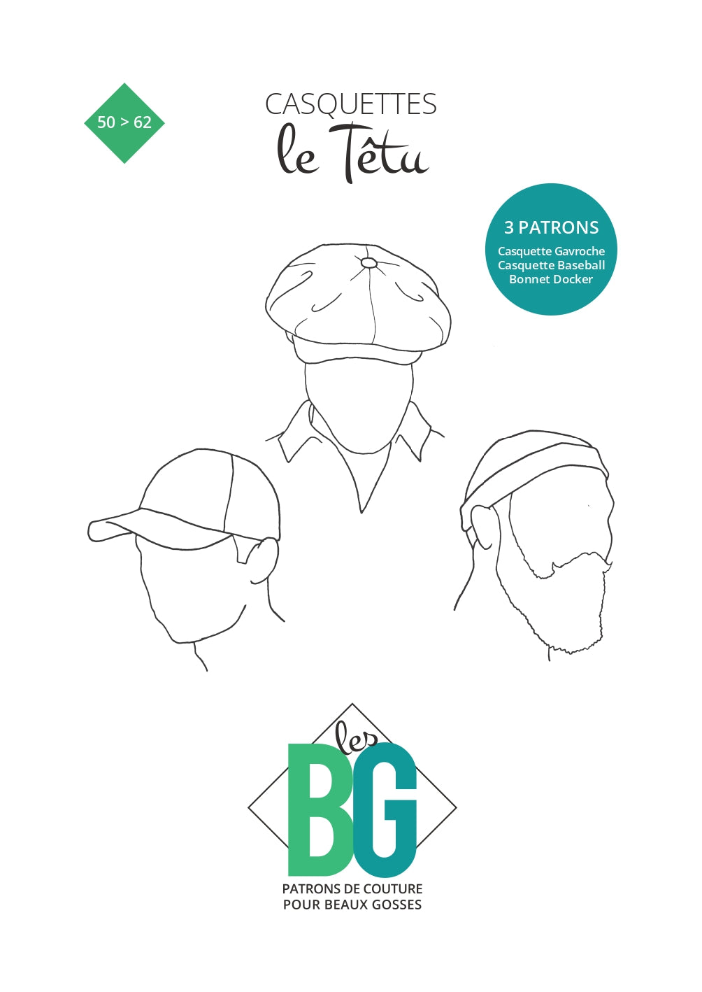 Patron pochette trio de casquettes le têtu pour homme des patrons les ...