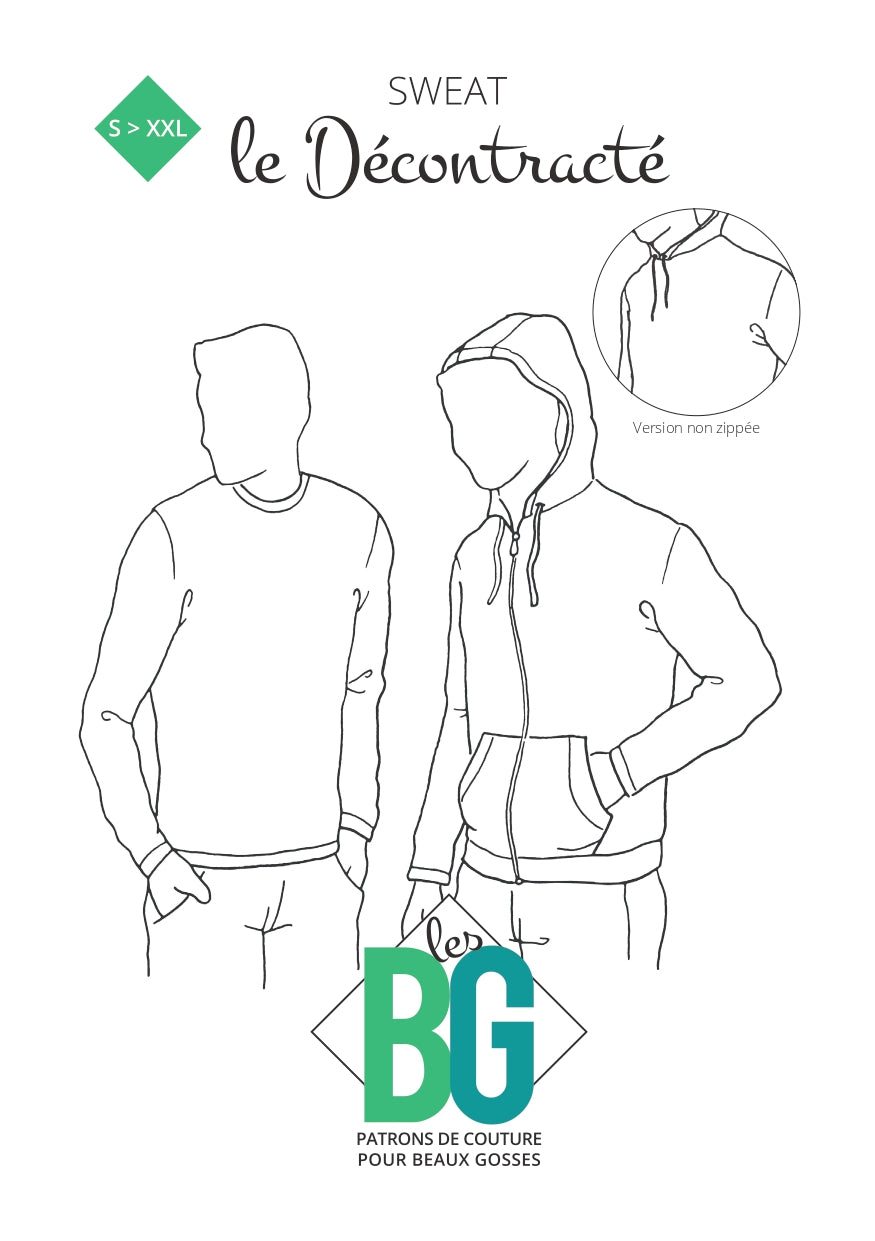 Patron sweat / hoodie pour homme "Le décontracté" des patrons les BG ...